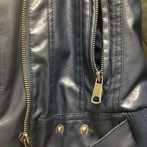 New Look | Jackets & Coats | New Look Leather Navy Blue Grey Jacket ...